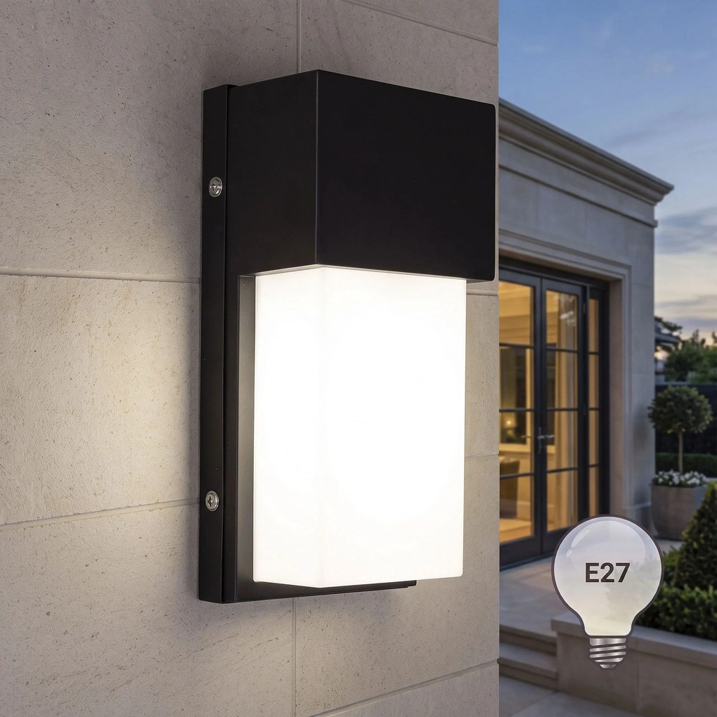 Toolight Toolight, JNH034-G, moderní venkovní nástěnné svítidlo, 1× E27, IP44, černá saténová, OSW-56222