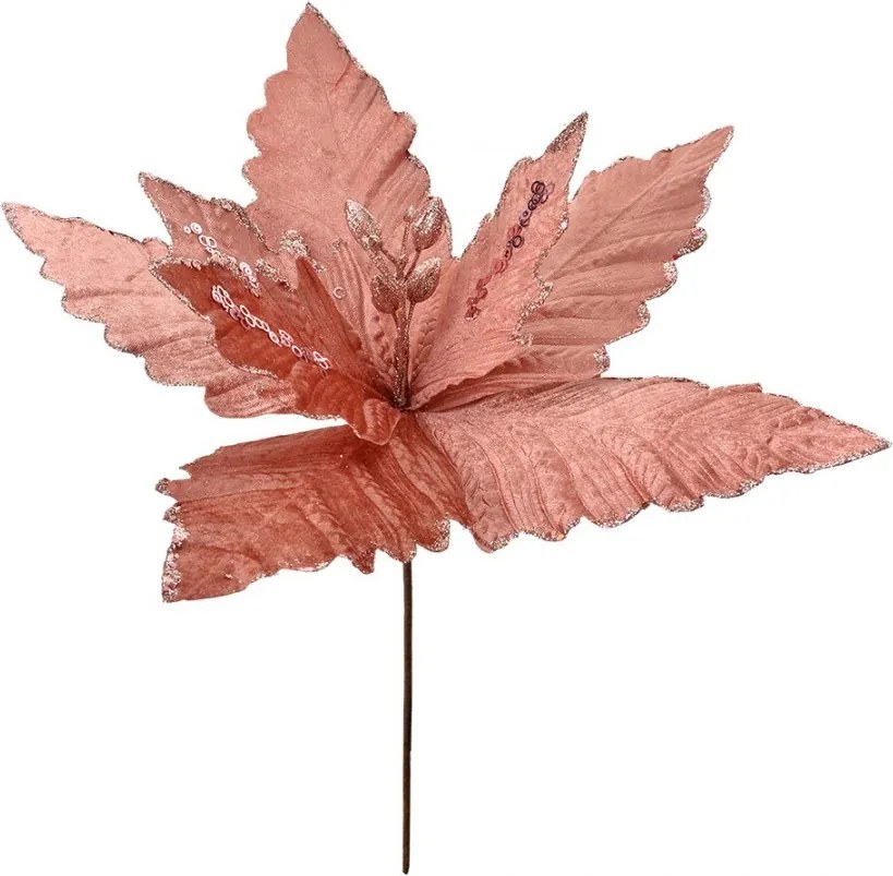 Růžová dekorace květina vánoční hvězda Poinsettia - Ø 46*52 cm