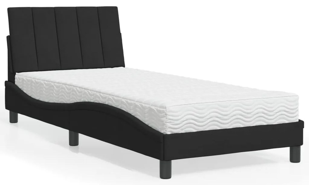 Postel s matrací Hanko černá 90 x 190 cm samet 3208570