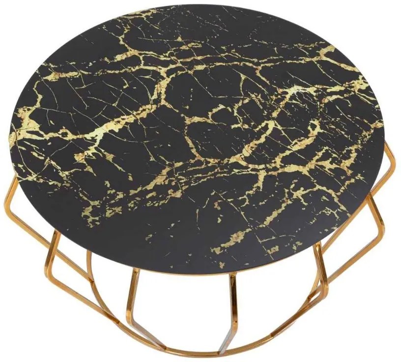 Designový konferenční stolek Addolorata 78 cm černý / zlatý