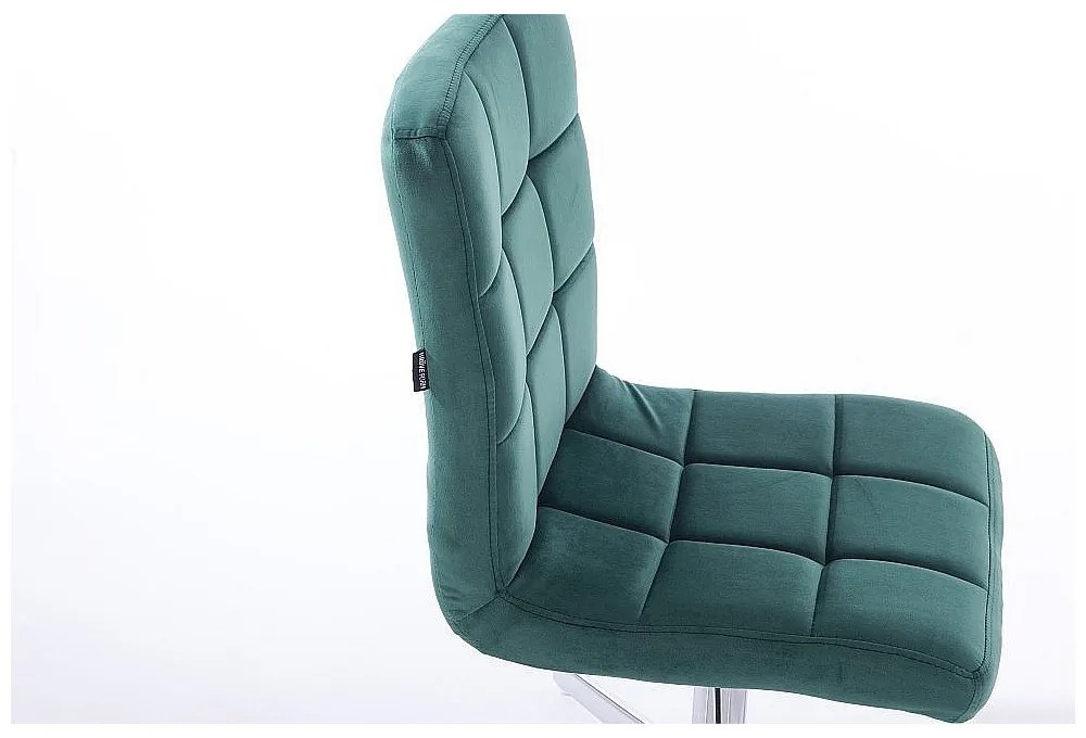 Velurová židle na čtyřramenné podstavě TOLEDO - zelená