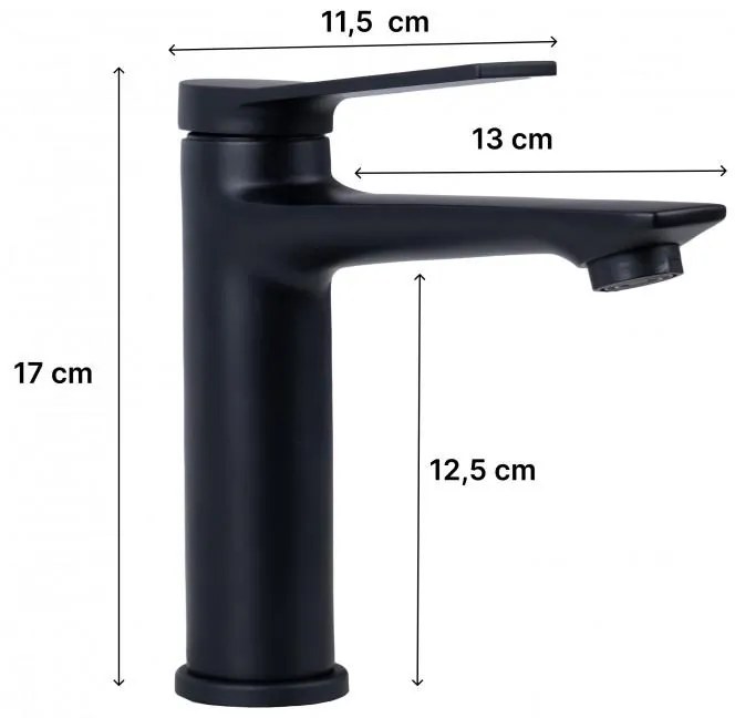 Erga Omala, umyvadlová baterie h-170, černá matná, ERG-YKA-BU.OMALA24-BLK