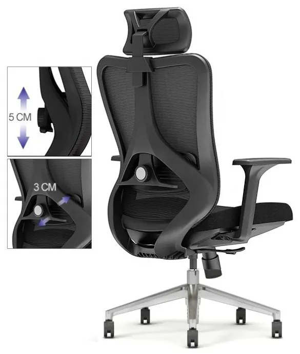 Kancelářská ergonomická židle Neoseat AMADORA — síť / látka, černá, nosnost 150 kg