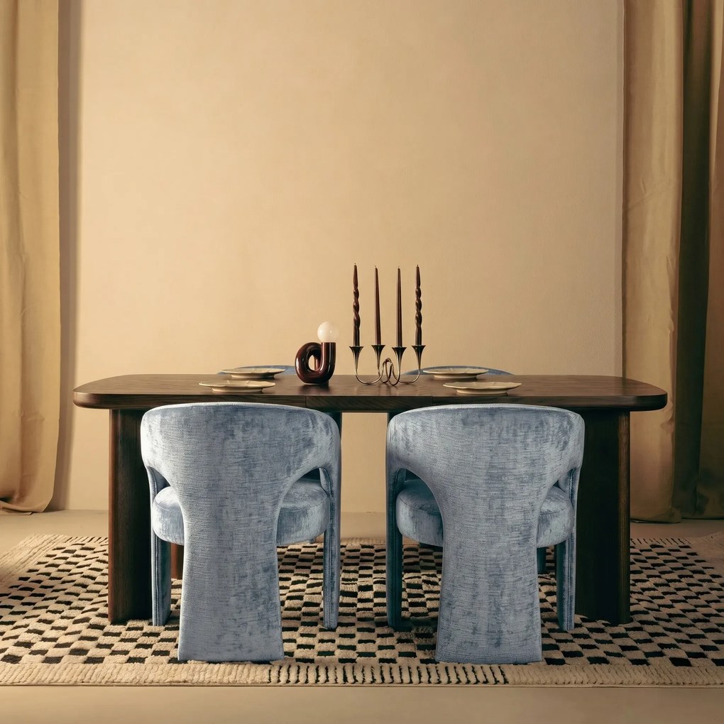 Designové čalouněné jídelní křeslo Nuria modrošedé