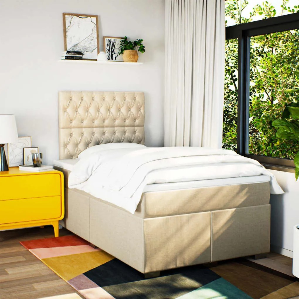 Box spring postel s matrací krémová 120x200 cm textil 3292767