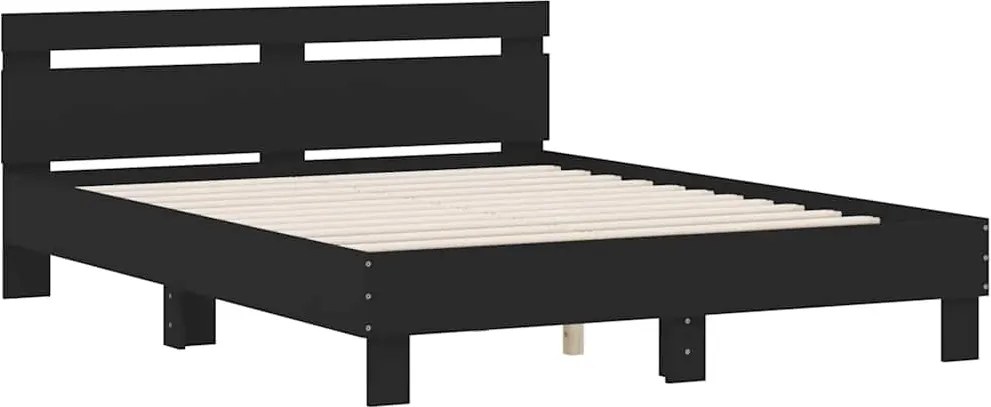 Rám postele s čelem černý 140 x 190 cm kompozitní dřevo 3207435