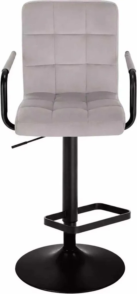 LuxuryForm DESIGN Barová židle VERONA BLACK VELUR na černé kulaté podstavě - světle šedá