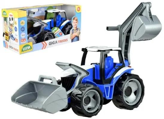 Lena Traktor se lžící a bagrem plast modro-šedý 65cm v krabici od 3 let