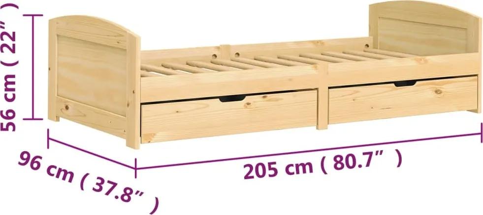 vidaXL Válenda se 2 zásuvkami IRUN 90x200 cm masivní borové dřevo [3185207] Barva: Hnědá