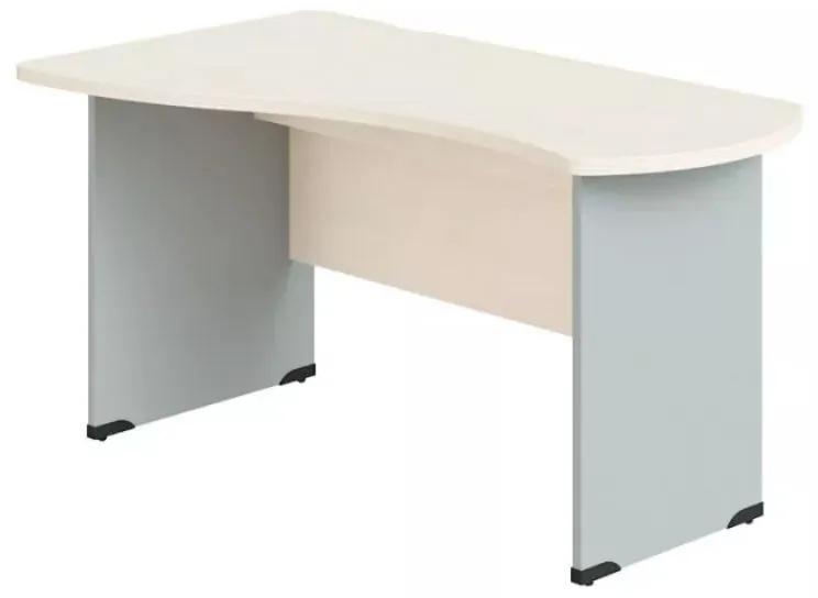 Lenza Rohový kancelářský stůl BERN, dřevěná podnož, levý, bříza, délka 1600 mm