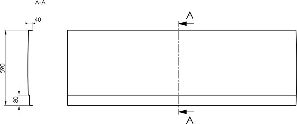 Polysan PLAIN panel čelní 180 x 59 cm černá mat pravý 72804.21