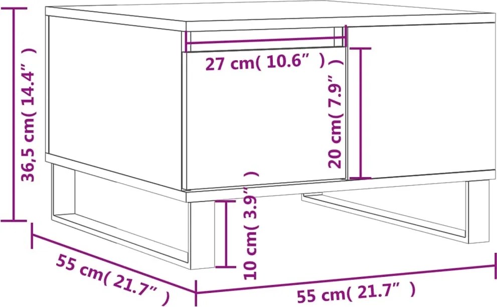 vidaXL Konferenční stolek 55 x 55 x 36,5 cm kompozitní dřevo [830767] Barva: hnědý dub