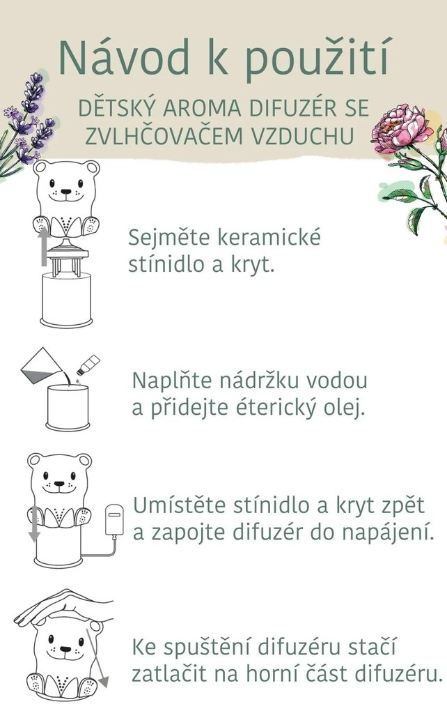 Dětský aroma difuzér se zvlhčovačem vzduchu