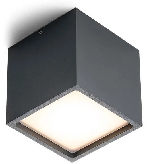 LED2 5111134 Cube, antracitová stropní kostka, 12W LED 3000K, 10x10cm, IP54