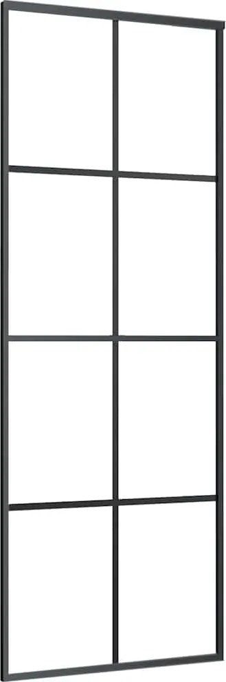 Posuvné dveře hliník a ESG sklo 76 x 205 cm černé 288064