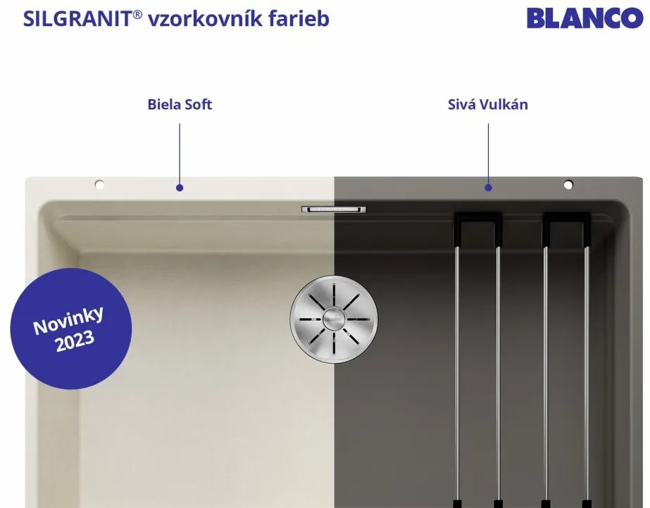 Blanco Subline 400-U, silgranitový dřez pod pracovní desku 400x400x190 mm, 1-komorový, šedá vulkán, BLA-527349