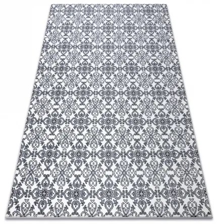Koberec ARGENT - W4949 květiny bílá / šedá