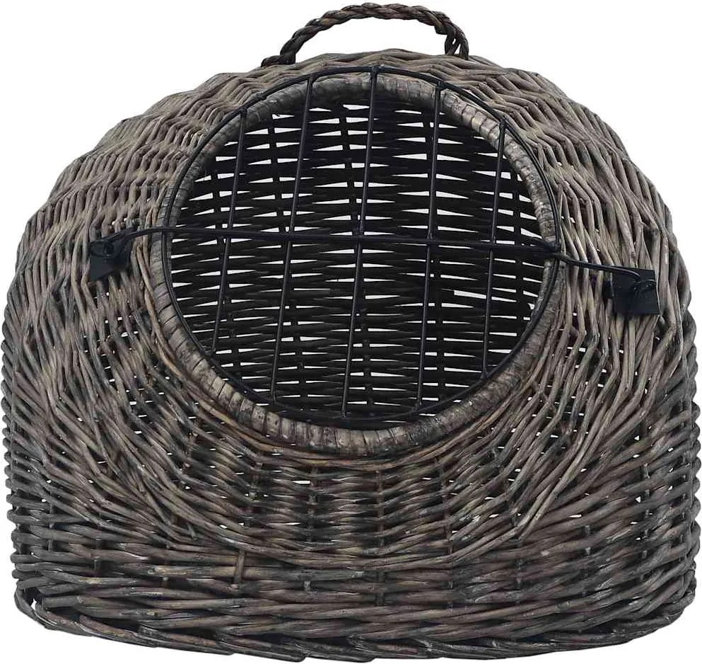 Přepravka pro kočku šedá 45 x 35 x 35 cm přírodní vrba 170904