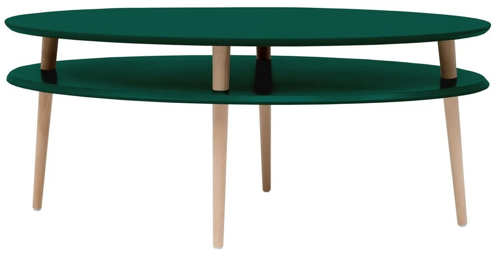 Ragaba Oválný konferenční stolek Otorten High, 110x70x45 cm, lahvově zelená/přírodní