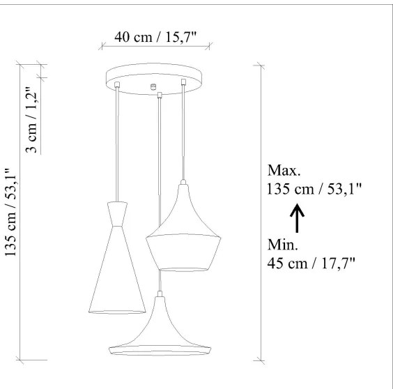 Lustr na lanku TOM 3xE27/40W/230V oranžová