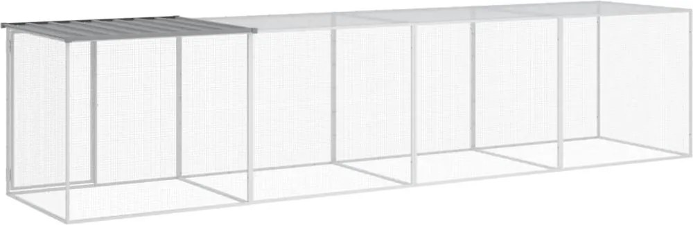 Klec pro kuřata se střechou světle šedá 403 x 98 x 90 cm ocel 3189045