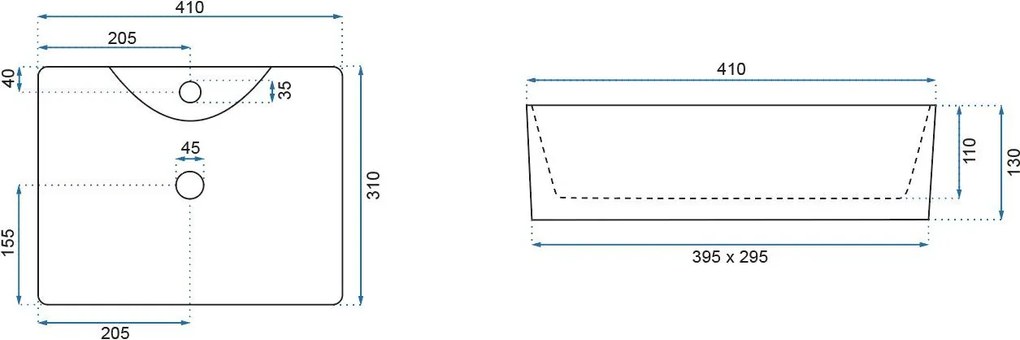 Rea Kelly Mini, umyvadlo na desku, 41 x 31 cm, bílá, REA-U8196