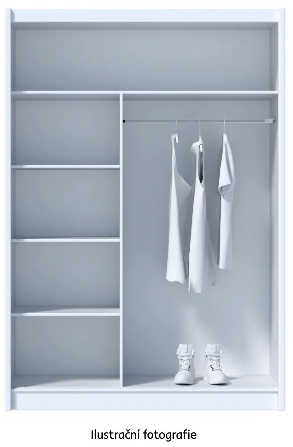 Skříň s posuvnými dveřmi MERINA 150 cm, bílá a černá