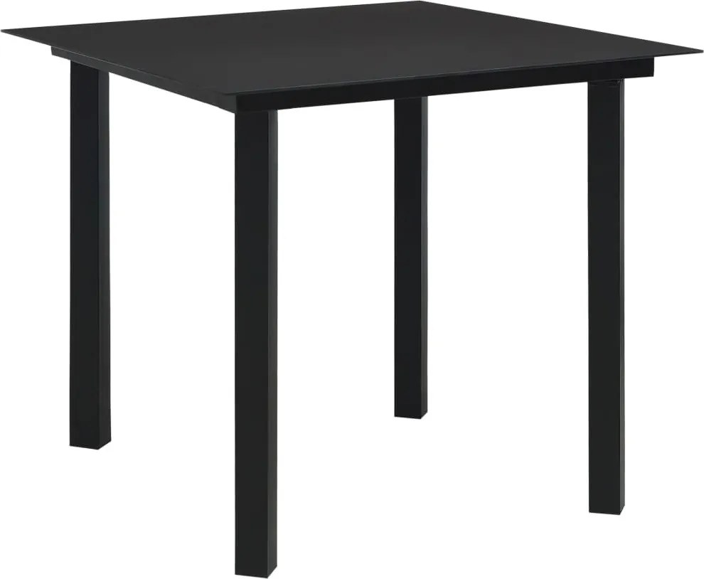 vidaXL Zahradní jídelní stůl černý 80 x 80 x 74 cm ocel a sklo [312161]