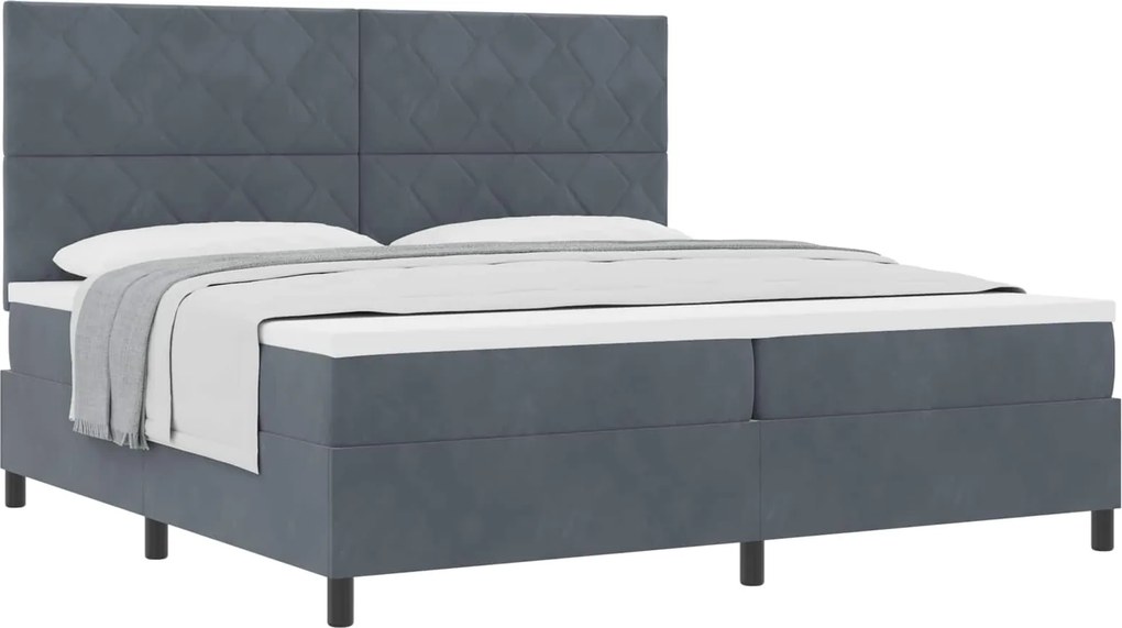 Postel s boxspringem s čelo Tmavě šedá 200 x 200 cm samet 3339921