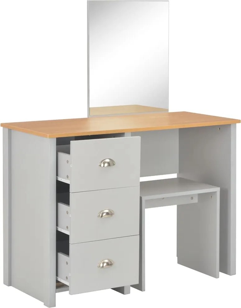 Toaletní stolek se zrcadlem a stoličkou šedý 104 x 45 x 131 cm 283744