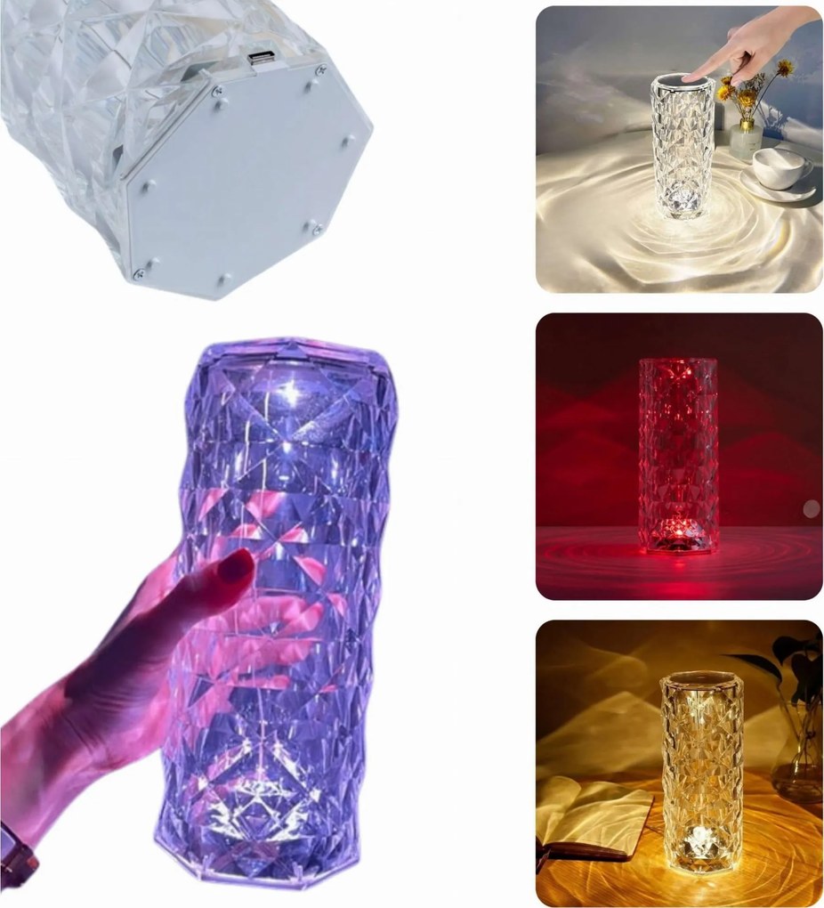 Dekorační LED osvětlení ROSE DIAMOND - 21 cm - multikolor