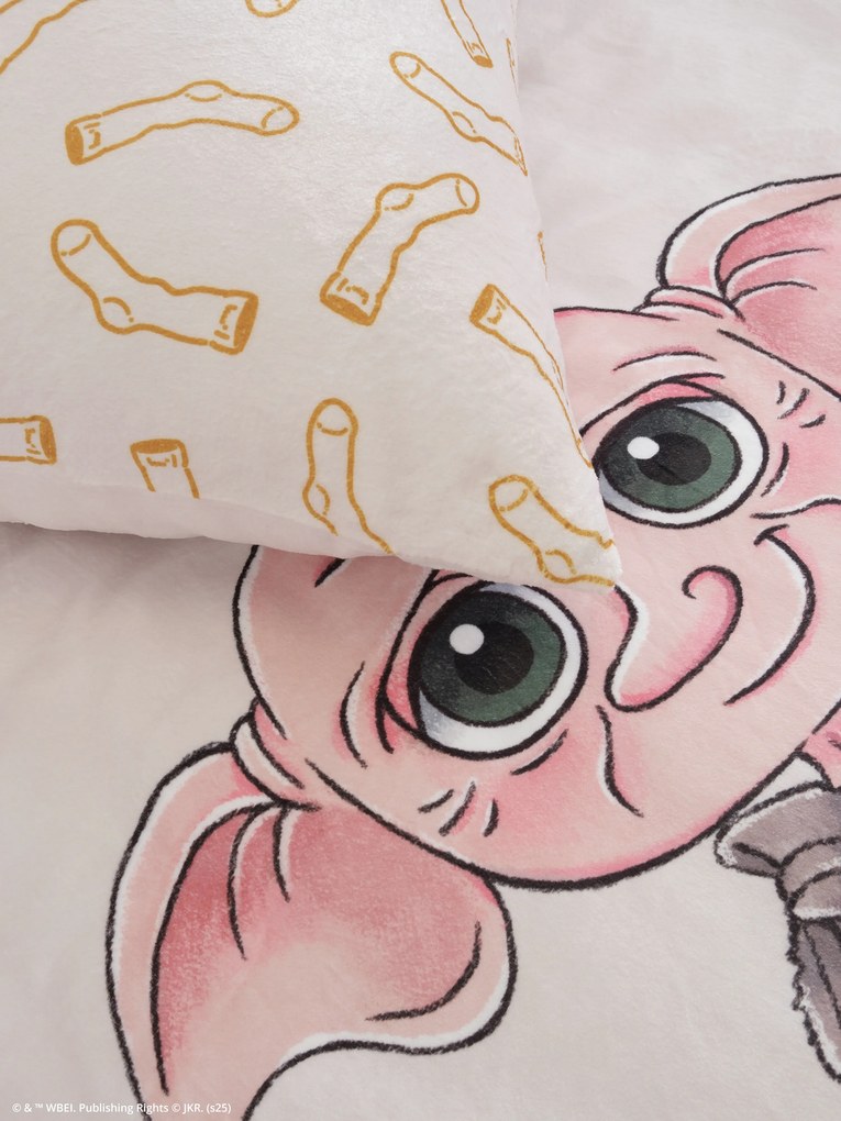 MK Lůžkoviny Prodloužené mikroplyšové povlečení Harry Potter - Dobby 140 × 220 cm, 70 x 90 cm