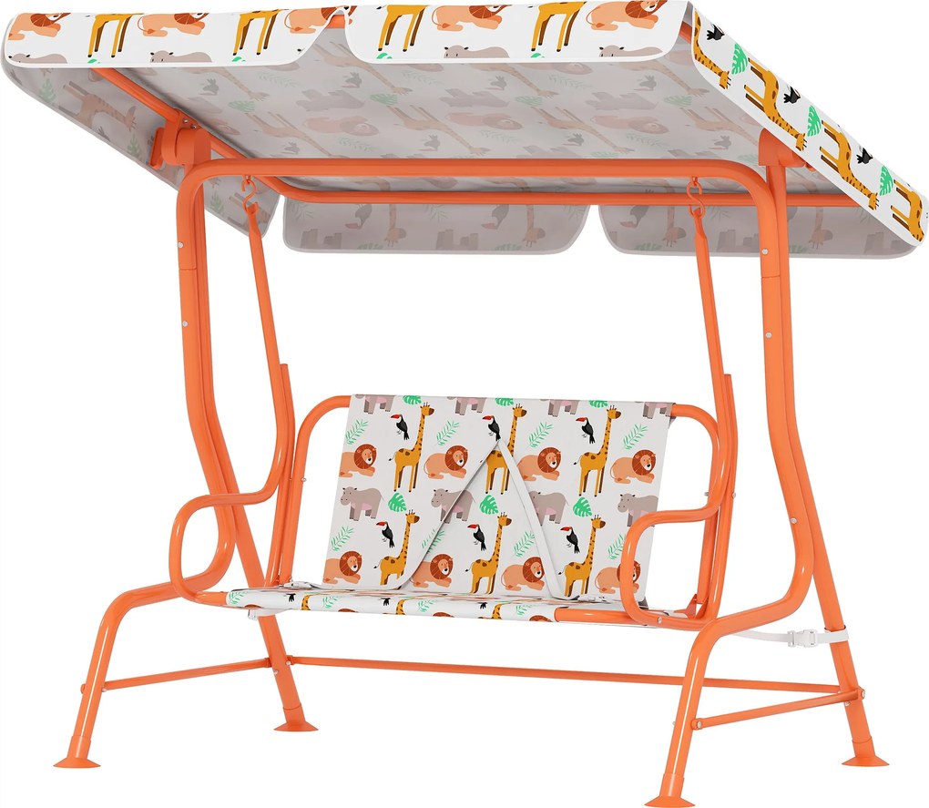 AIYAPLAY dětská zahradní houpačka 2 sedadla 112x75x120 cm oranžová