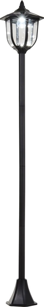 Zahradní solární světlo Outsunny LED zahradní lucerna 30/60 lumenů, černý plast, Ø26,5 x H177 cm, ideální pro zahradu a terasu | Aosom.de