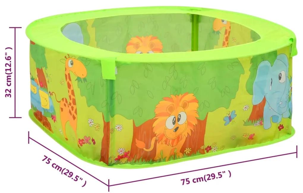 vidaXL Suchý bazén s 300 míčky pro děti 75 x 75 x 32 cm