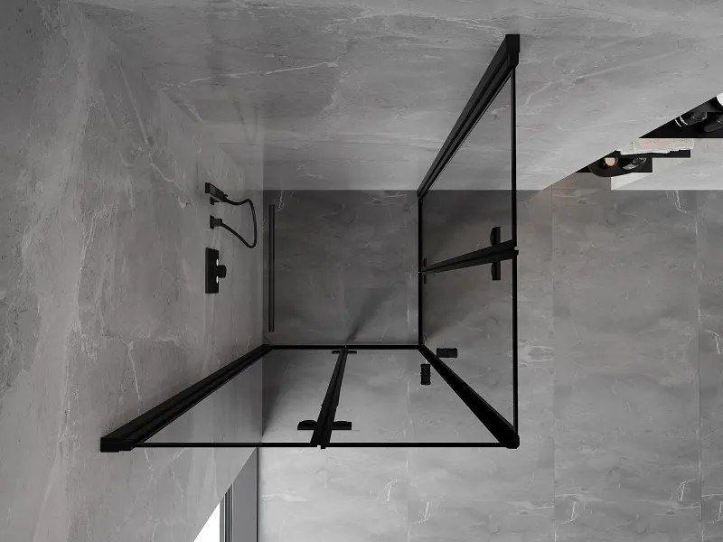 Mexen Mist-F Duo, skládací sprchový kout 100 x 100 cm, čiré sklo-černý rám, 8A6-100L-100P-70-70