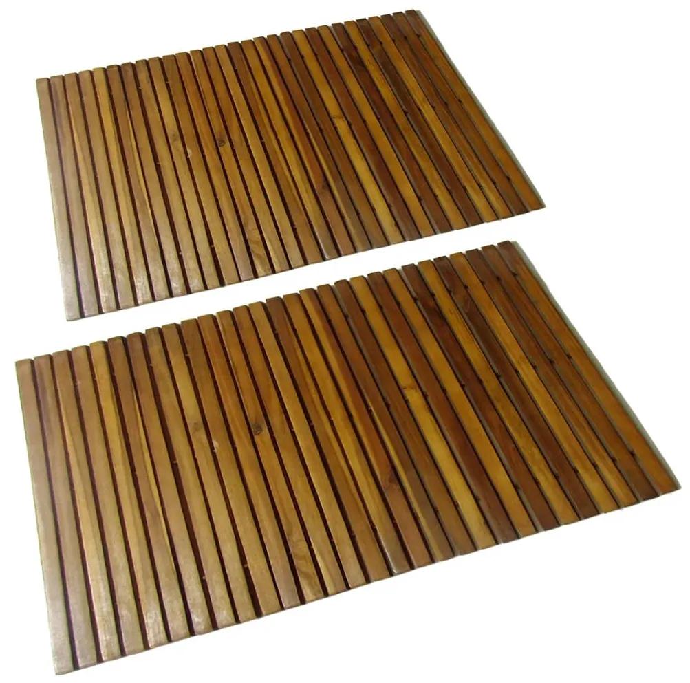 Koupelnová předložka 2 ks 80 x 50 cm akáciové dřevo