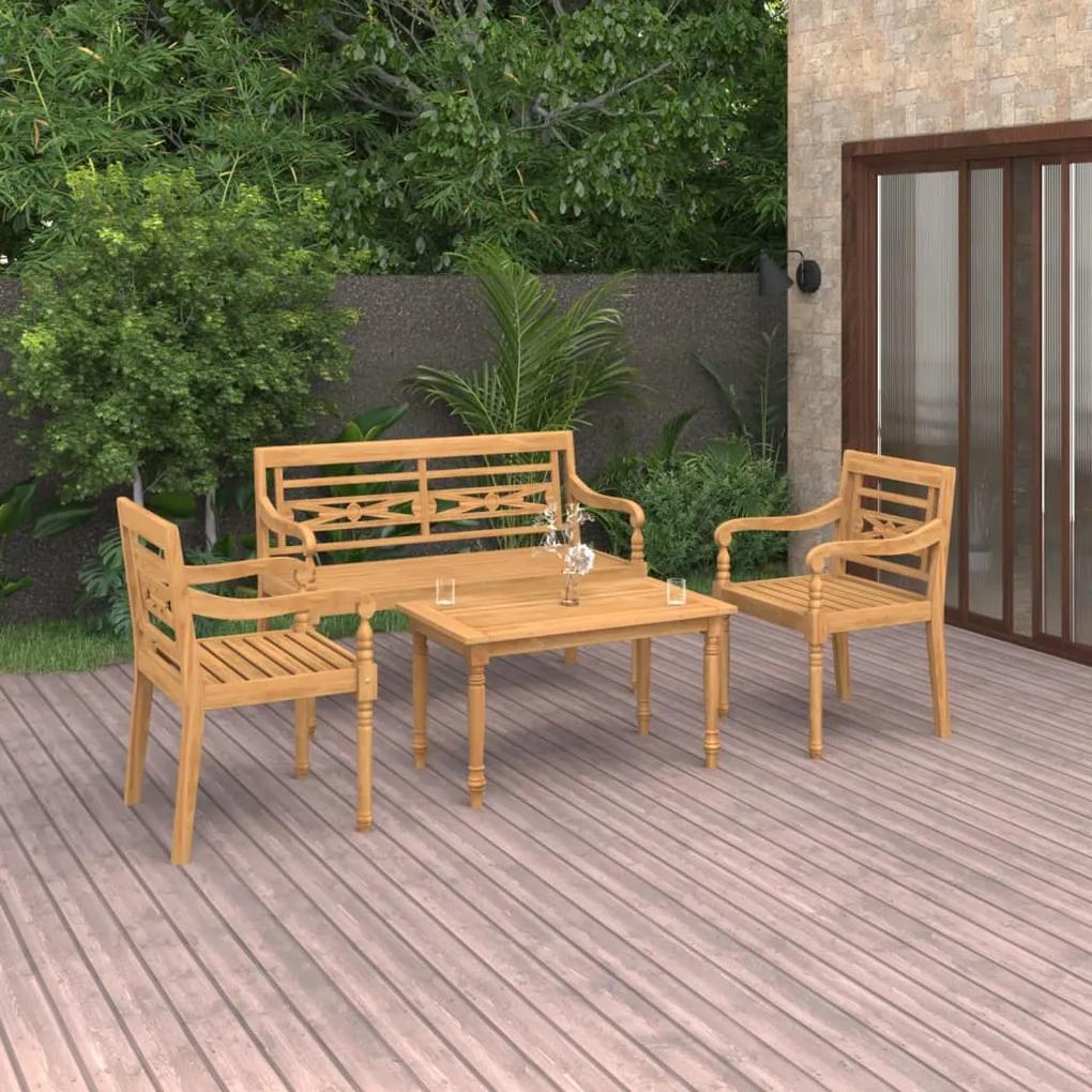 4dílná zahradní sedací souprava masivní teakové dřevo,  3087051