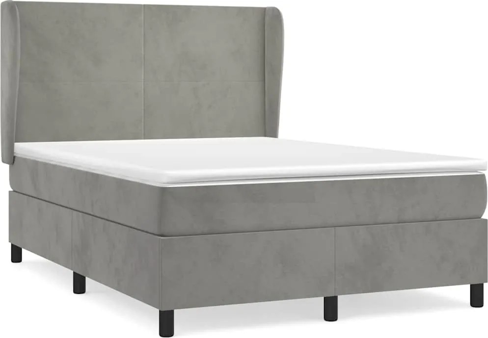 Box spring postel s matrací světle šedá 140x200 cm samet 3129093
