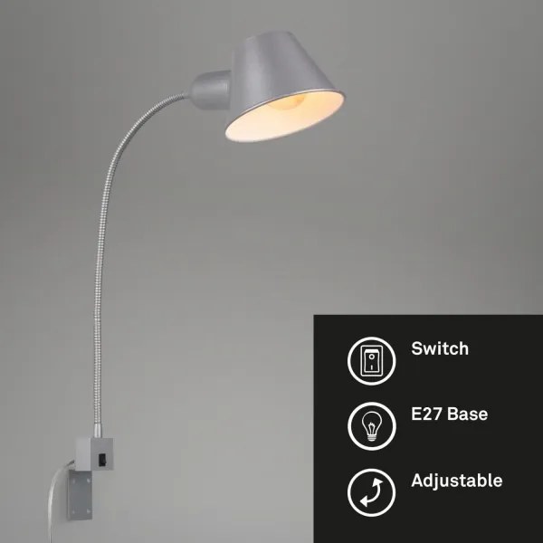 Briloner 2079-014 - Nástěnná flexibilní lampa 1xE27/10W/230V stříbrná