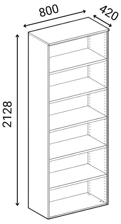 Kombinovaná kancelářská skříň PRIMO WHITE, zasouvací dveře na 2 patra, 2128 x 800 x 420 mm, bílá/třešeň
