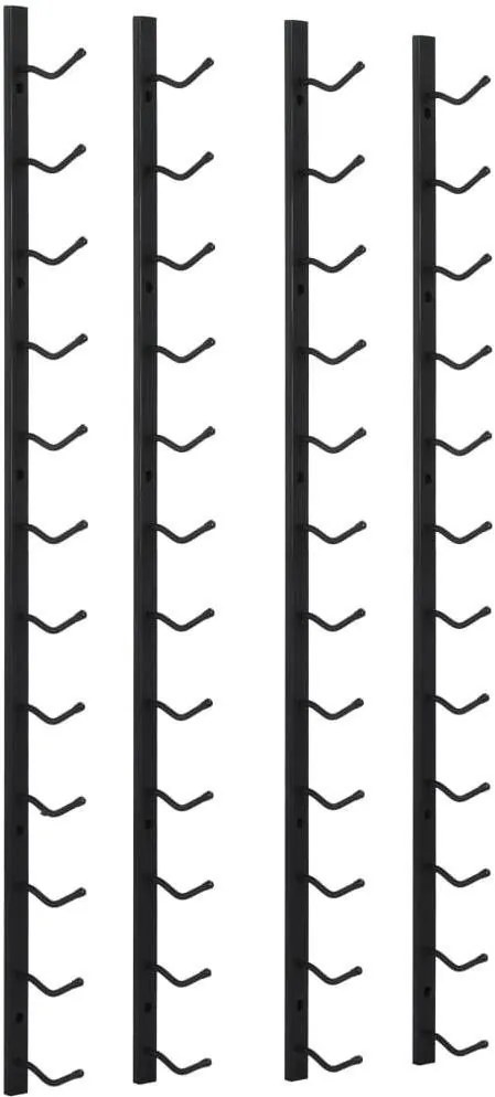 Stojan na víno nástěnný stojan na víno na 12 lahví 2 ks černý železný