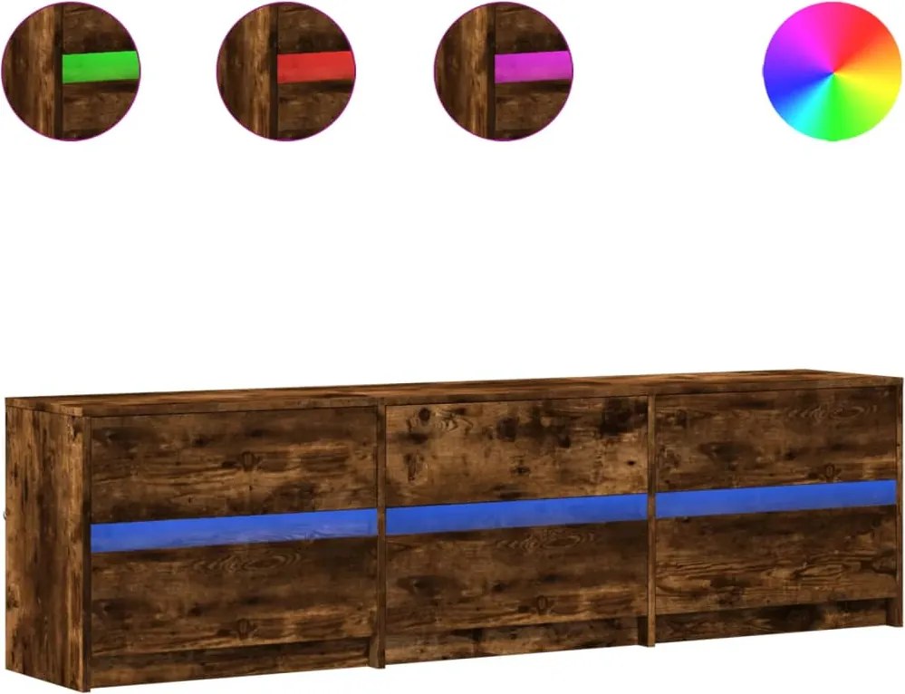TV skříňka s LED kouřový dub 180 x 34 x 50 cm kompozitní dřevo 3307930