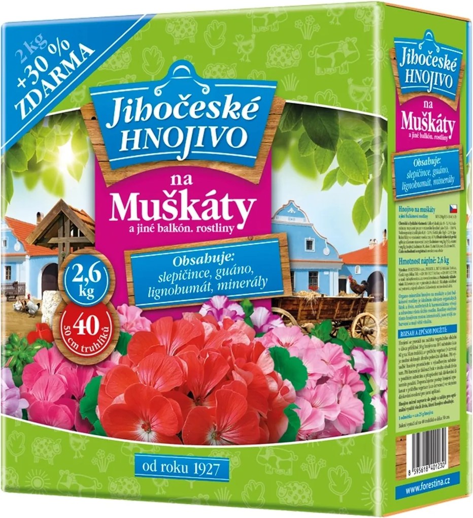 Jihočeské hnojivo na muškáty a balkonové rostliny 2,6 kg