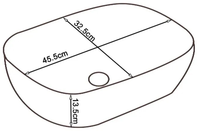 BPS-koupelny Keramické umyvadlo na desku HYD-MO-MAR5-455 45,5x32,5 cm, černý mramor