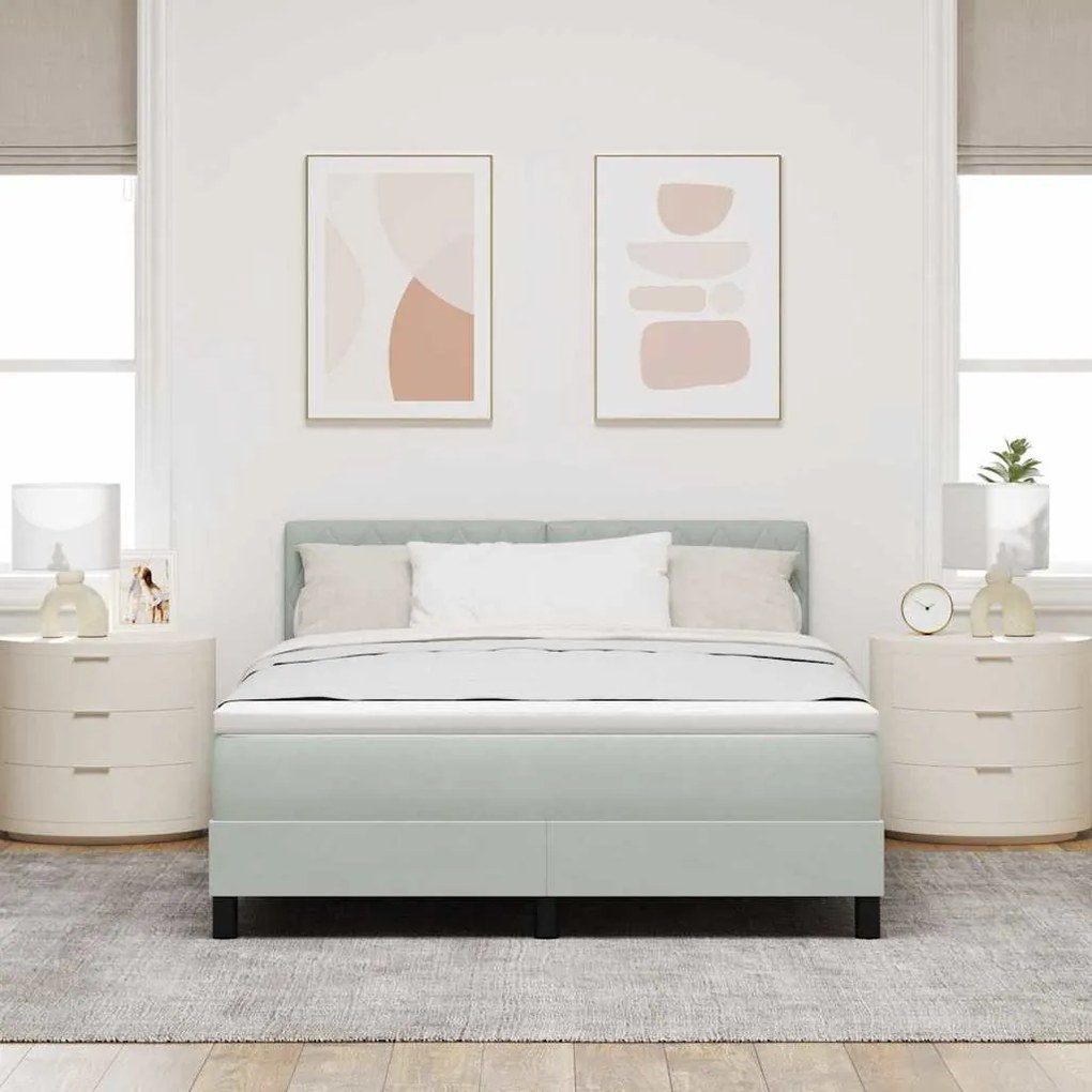 Postel s boxspringem s matrací Světle šedá 160 x 200 cm samet 3339116