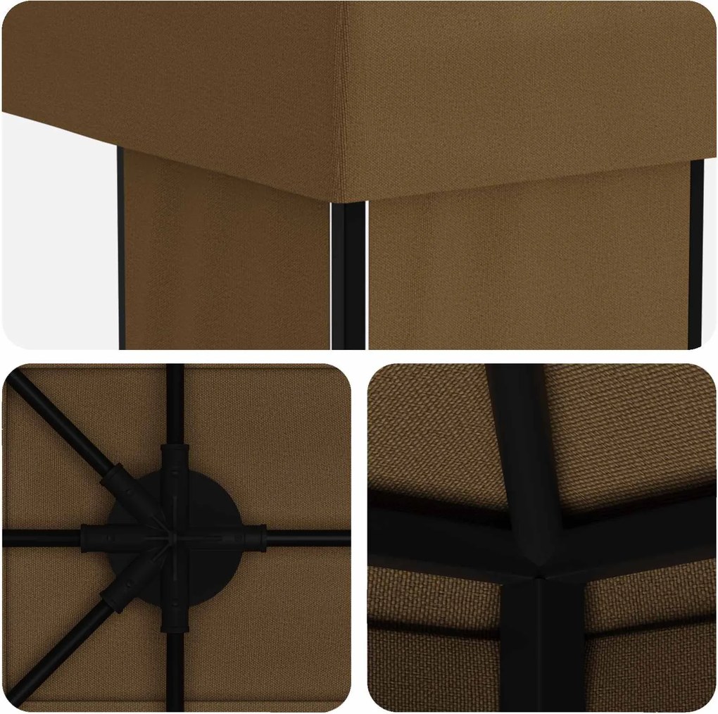 Zahradní altán 6 x 3 m Taupe Polyester a ocel 190 gsm 3376012