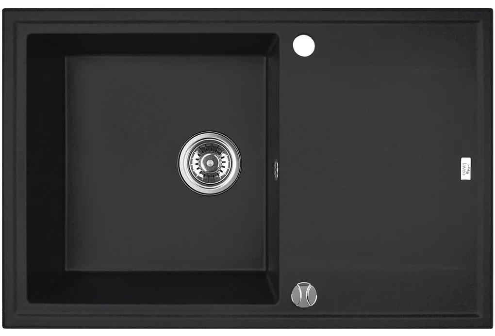 Laveo Megalo, 1-komorový granitový dřez 780x500x185 mm, černá, LAV-SBE_711B