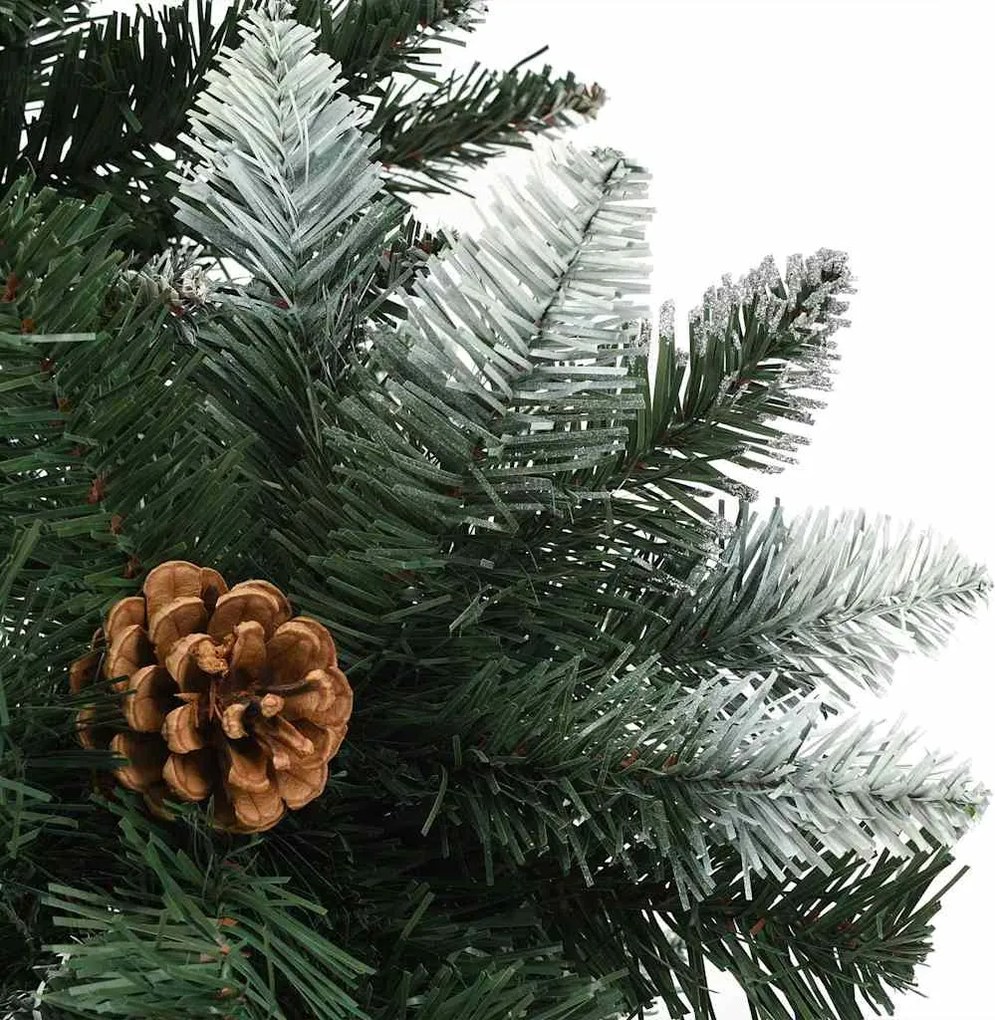 Umělý vánoční stromek s LED osvětlením a šiškami 210 cm 3077748