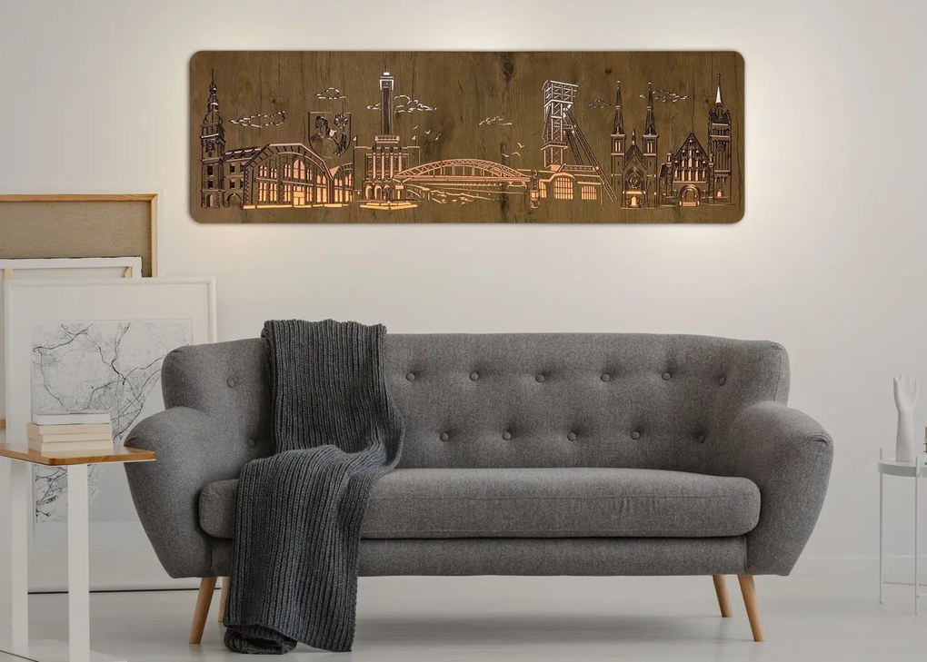 Li-Go "Ostrava" světelný obraz 230V 130x40 cm provedení povrchu: dub světlý